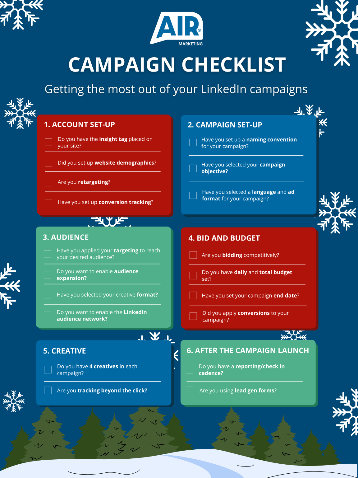 Day 4 of Air Marketing's 12 Days of Christmas: LinkedIn Campaign Checklist