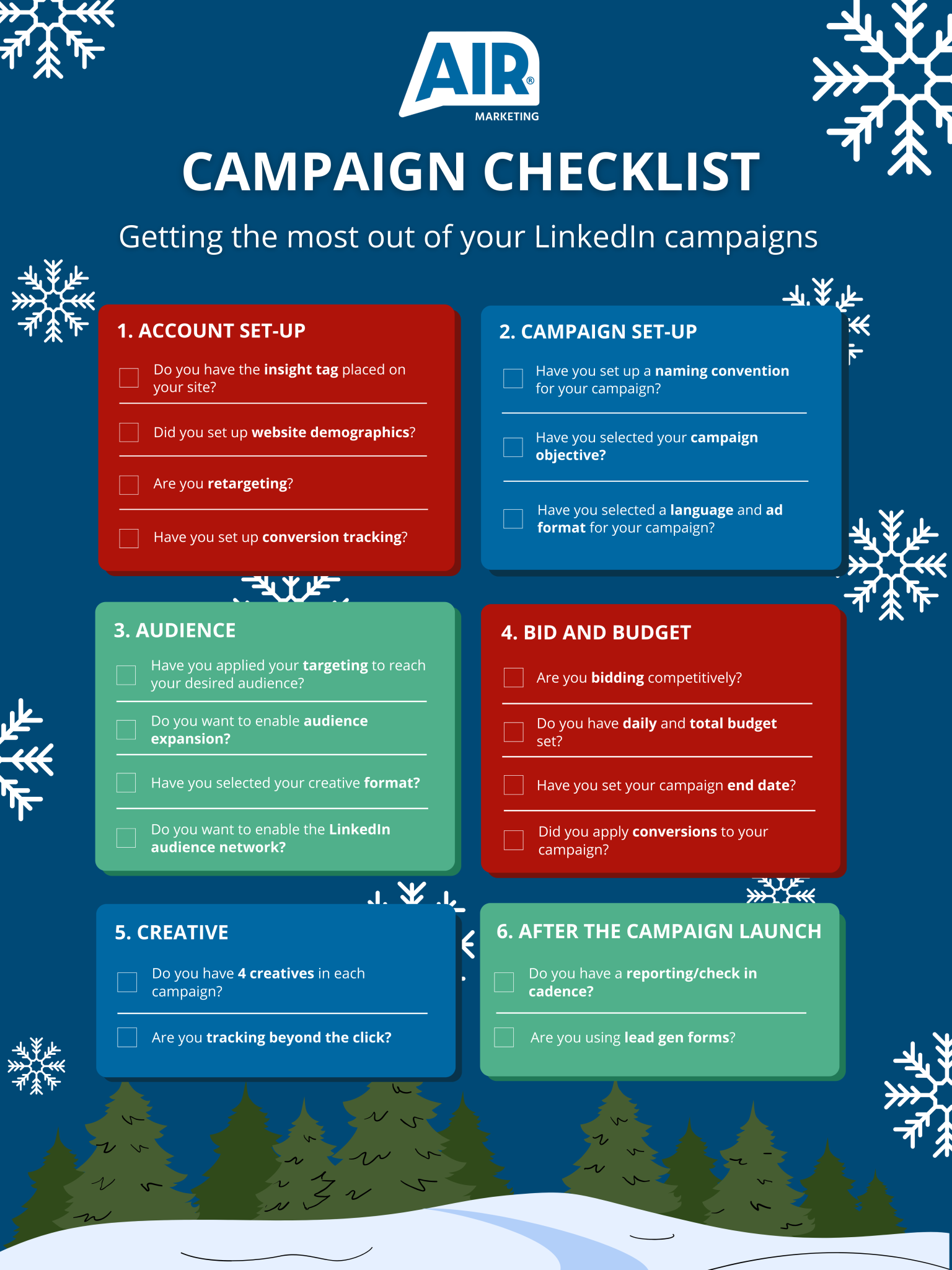 Day 4 of Air Marketing's 12 Days of Christmas: LinkedIn Campaign Checklist